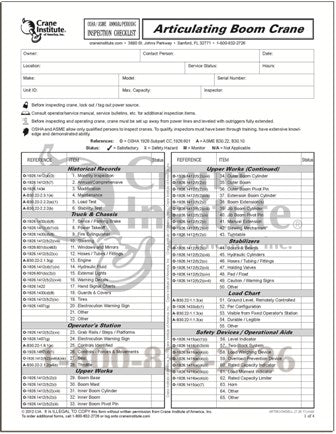 Articulating Boom Crane Annual/Periodic Inspection Checklist – Crane ...