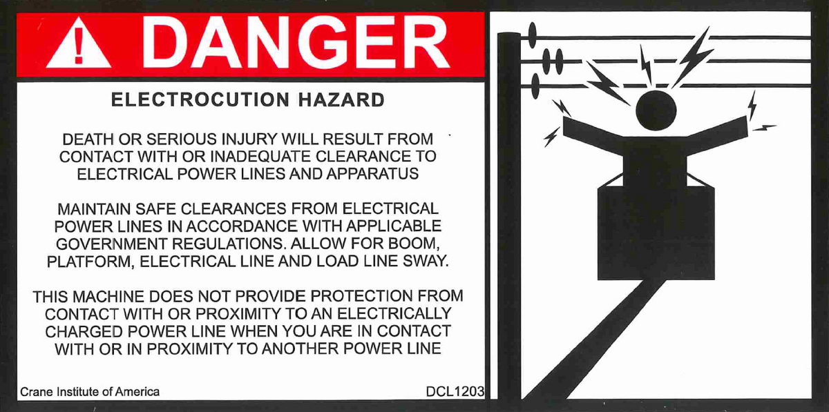 Electrocution Hazard Decal – Crane Institute of America