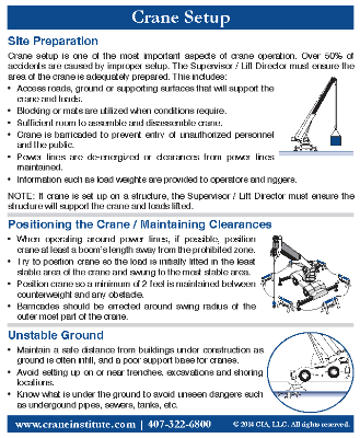 Crane Setup Ready Reference Card – Crane Institute of America