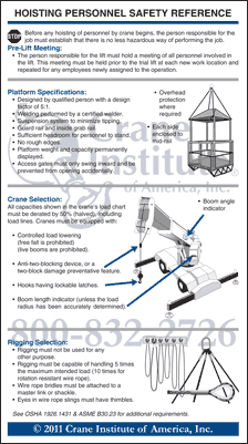 Hoisting Personnel Safety Reference Card – Crane Institute of America